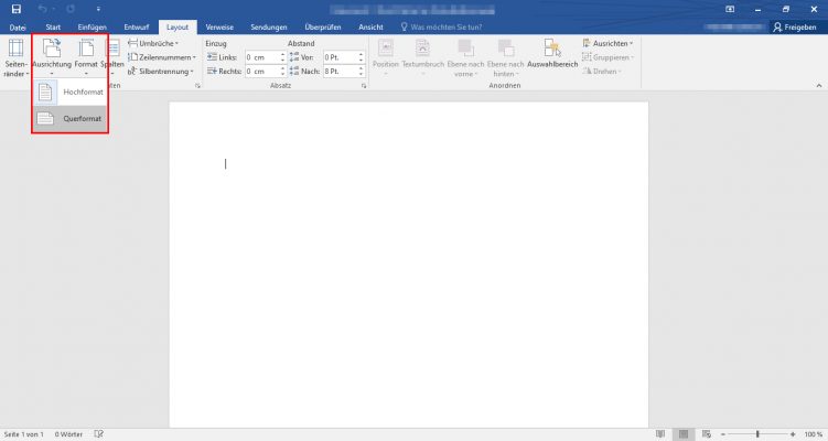 Office Word: Querformat einstellen - so geht’s - Tech-Aktuell